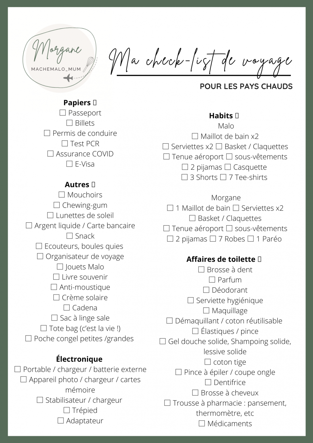 Check-list de voyage - Machemalo_mum